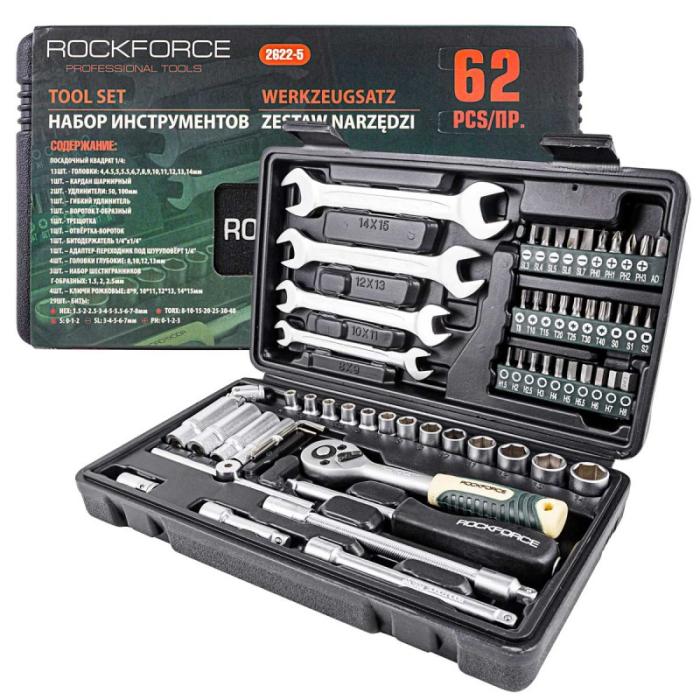 Гедоре RockForce 1/4" 62-части 6-стенно